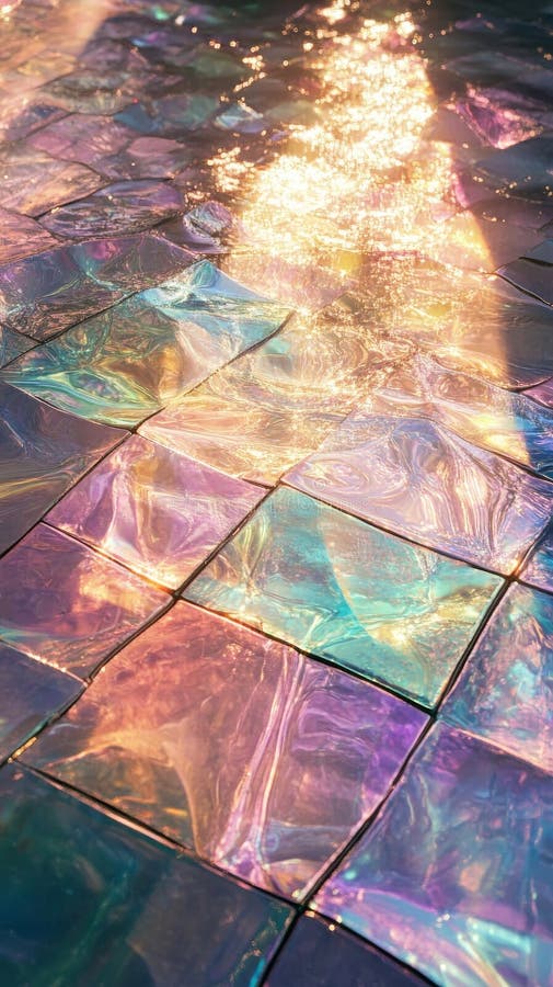 Iridescent Mosaic Tiles Reflecting Sunlight Stock Image - Image of ...