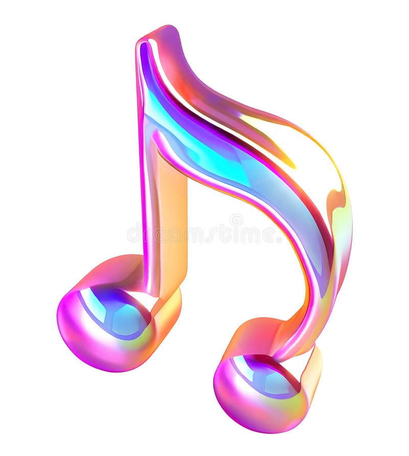 Iridescent Music Note Shape Isolated on Transparent Background ...