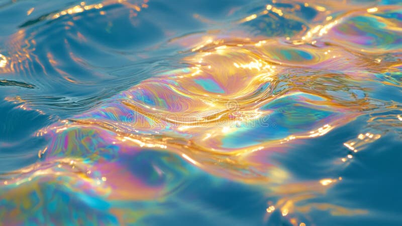 Iridescent Oil Sheen on Water Surface Stock Illustration - Illustration ...