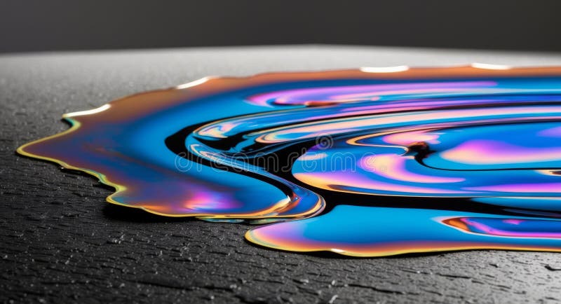 Iridescent Oil Slick on Rough Black Surface. Stock Illustration ...