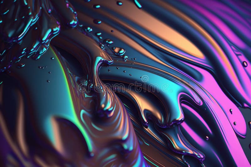 Iridescent Paint Colorful Vivid Background. Liquid Splashes and Drops ...