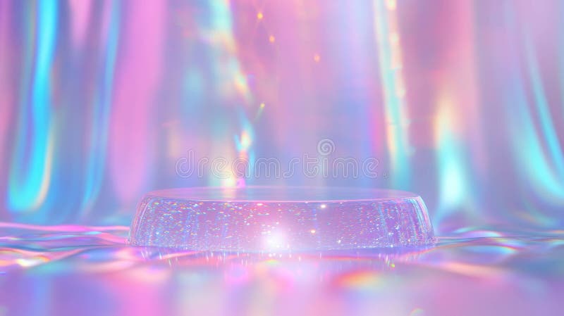 Iridescent Pastel Abstract Scene with Transparent Podium for Creative ...