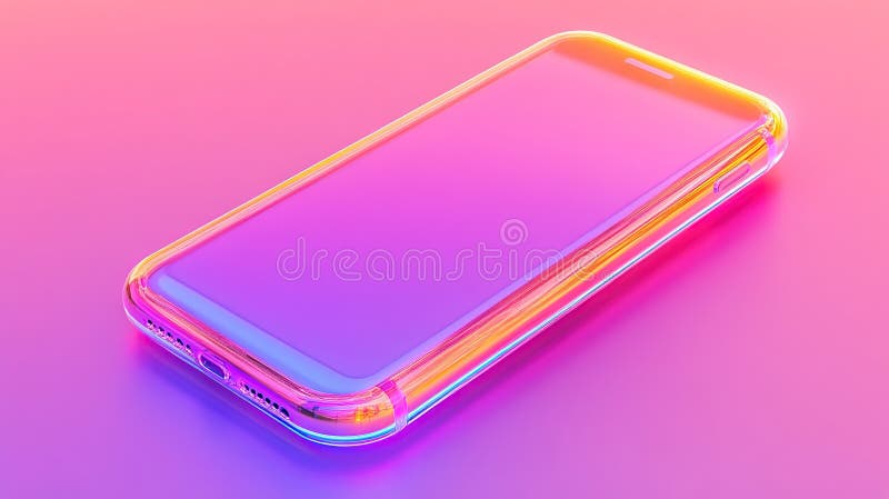 Iridescent Phone Mockup, Pink Gradient Background Stock Photo - Image ...