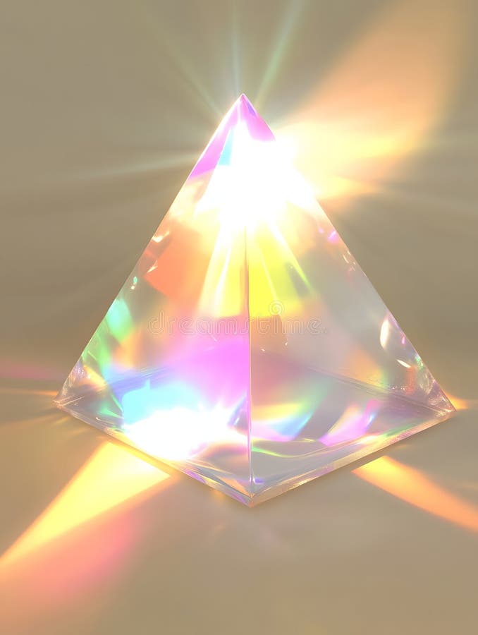 Iridescent Pyramid Refracting Light Creating Rainbow Colors on a ...