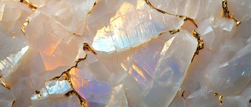 Iridescent Quartz with Brass a Study in Glossy Layers and Metallic ...