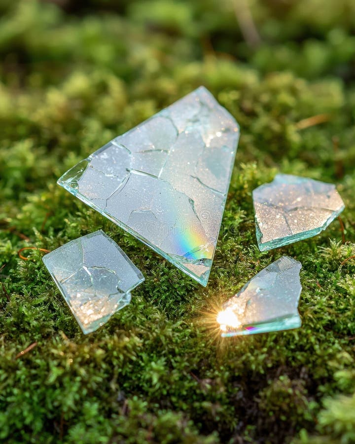 Iridescent Quartz Crystals on Moss Stock Illustration - Illustration of ...