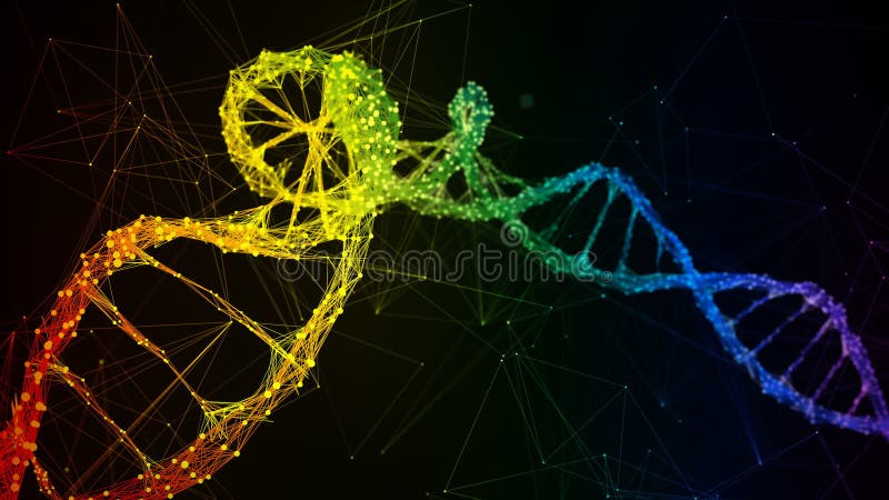 Iridescent Rainbow Digital Plexus DNA Molecule Strand Colorful Loop ...