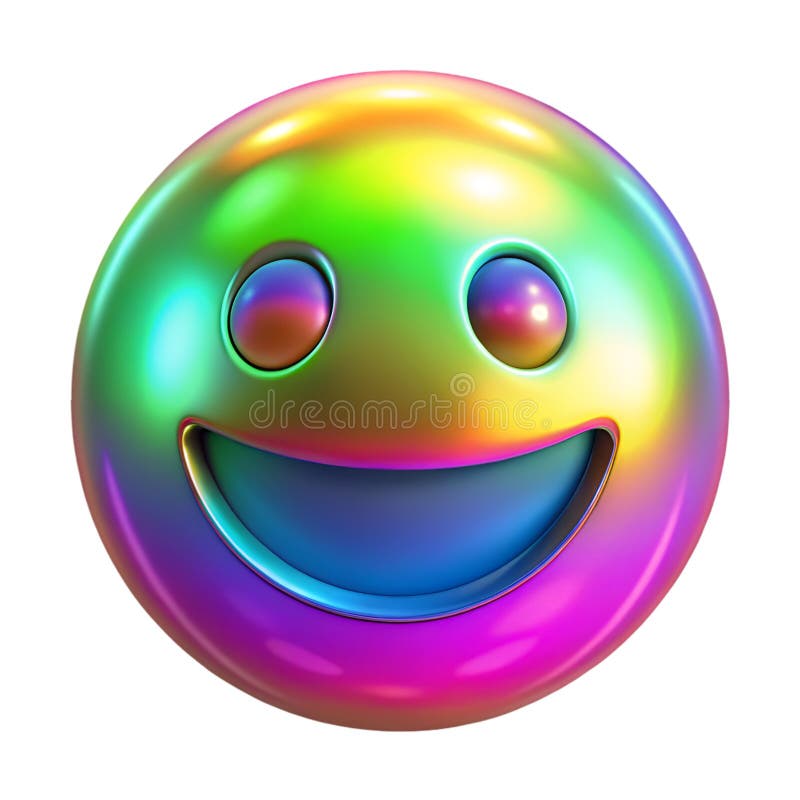 Iridescent Rainbow Emoji Smiley Face Isolated White Background Stock ...