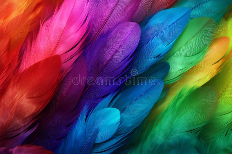 Iridescent Rainbow Feathers. Generate Ai Stock Image - Image of natural ...