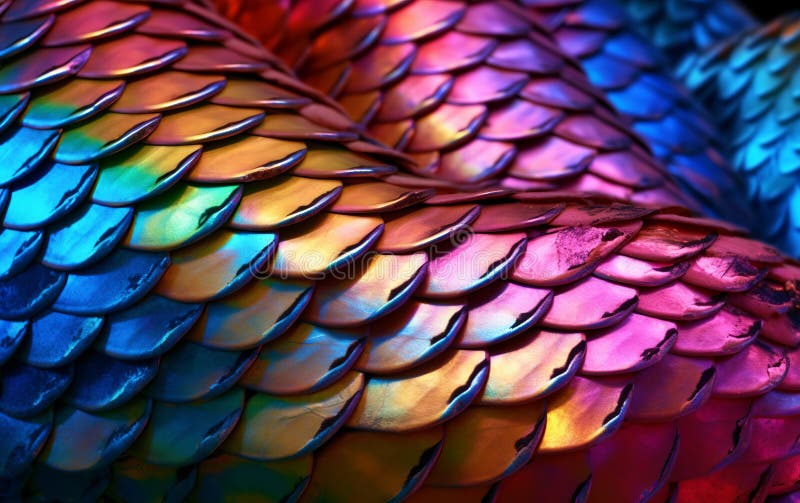Iridescent Scales: a Close-Up of Vibrant, Multicolored Scales Stock ...
