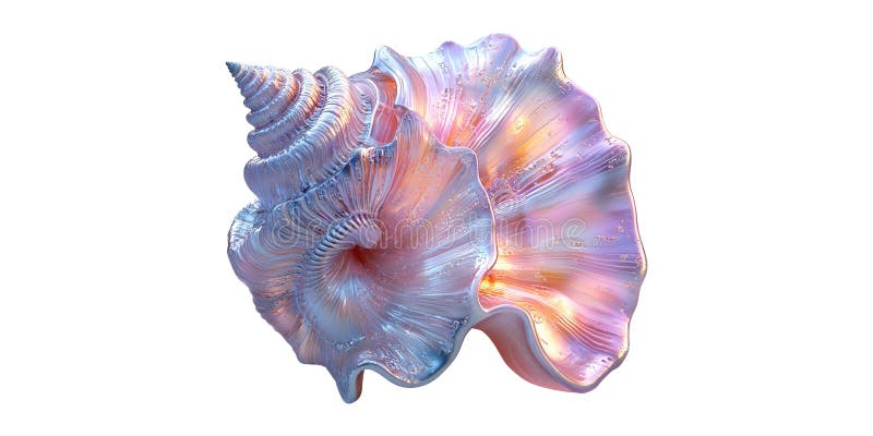 Iridescent Sea Shell Spiral Isolated on Transparent Background Stock ...