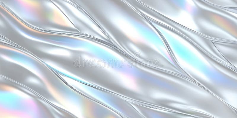 Iridescent Silver Abstract Wavy Texture with Holographic Surface Effect ...