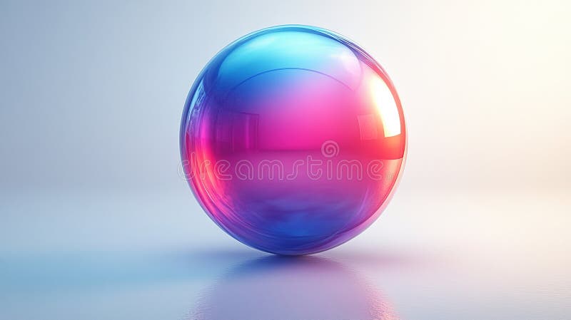 Iridescent Sphere on White, Soft Light, Studio Background, Graphic ...