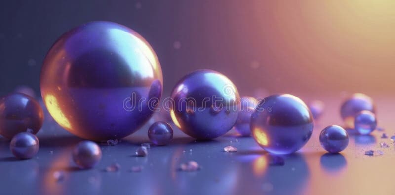 Iridescent Spheres Scattered Across Tri Color Surface, Scattered, Shape ...
