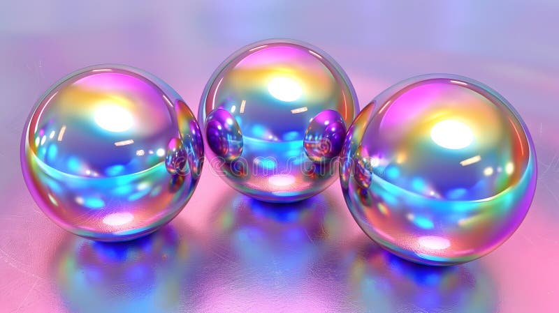 Iridescent Spheres: Three Lustrous Spheres in a Gradient of Vibrant ...