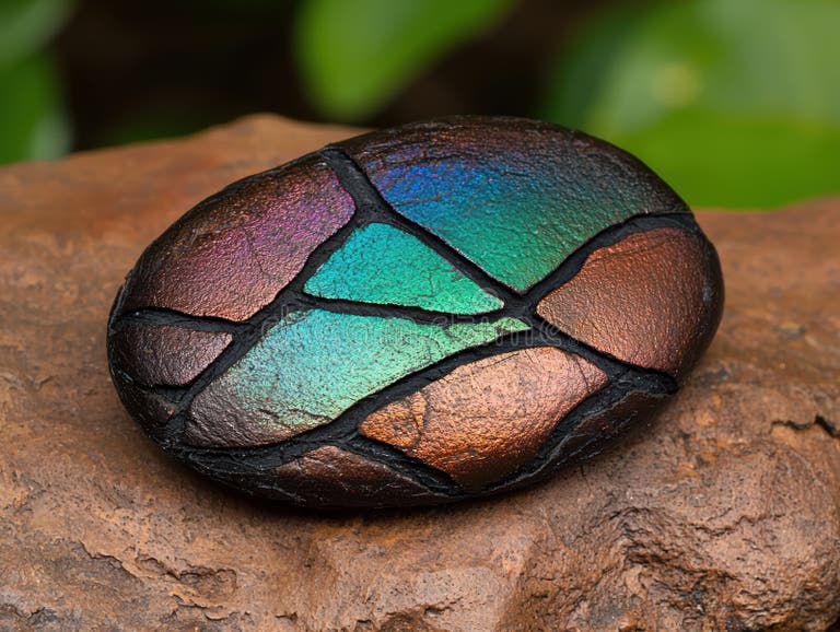 Iridescent Stone with Mosaic Pattern on Rock. Stock Illustration ...