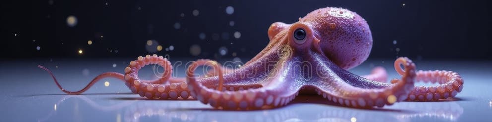 Iridescent Tentacles Stretch from Glowing Orb on White Surface, Octopus ...