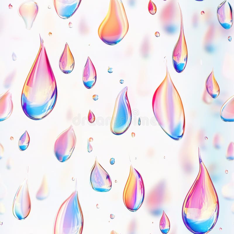 Iridescent Water Droplets on a Light Background Stock Illustration ...