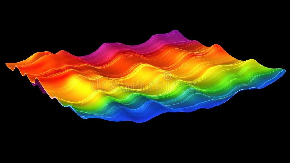 Iridescent Waveform: a Vibrant Symphony of Color and Form on Black ...