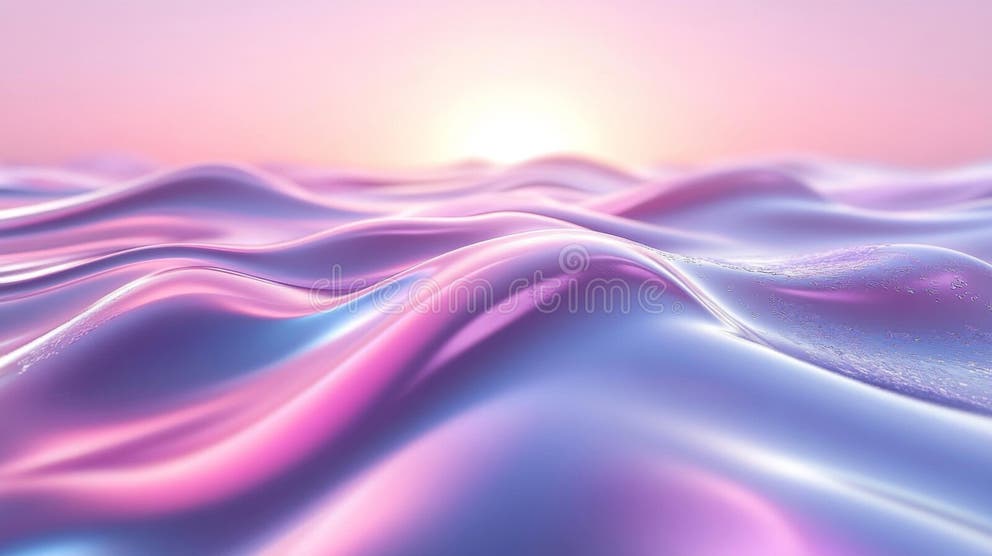Iridescent Waves at Sunset, Pink Purple Blue Gradient Stock Illustration - Illustration of ...