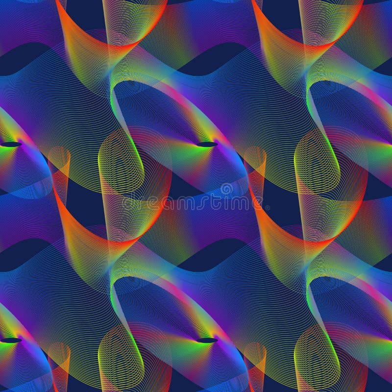Iridescent Wavy Seamless Pattern. Swatch of Multicolor Lines for Trendy ...