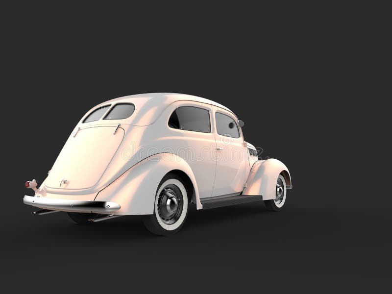 Iridescent White Old-timer Vintage Car - Back View Stock Illustration ...