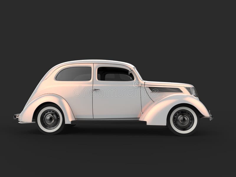 Iridescent White Old-timer Vintage Car - Side View Stock Illustration ...
