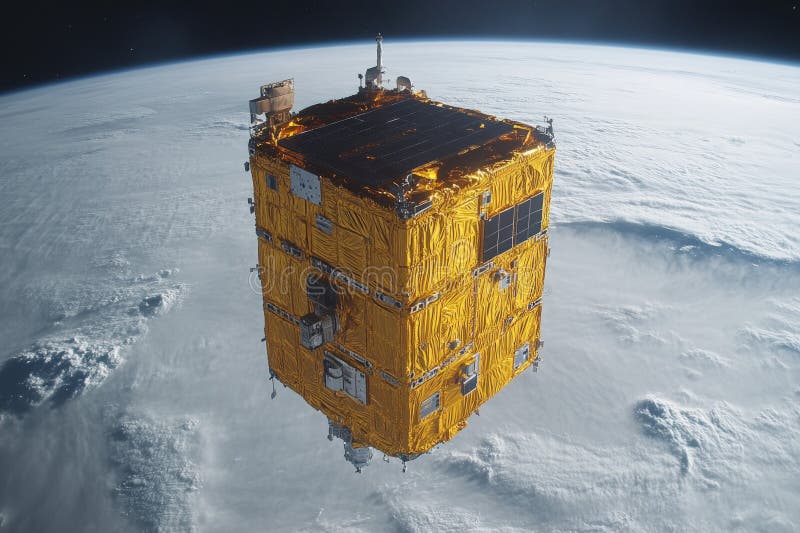 An Iridium Satellite in Orbit, Sleek and Technical, Space Theme Stock ...