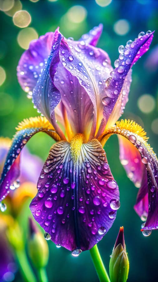 An Iris with Bright Reflective Petals that Shimmer Like Polished Glass ...