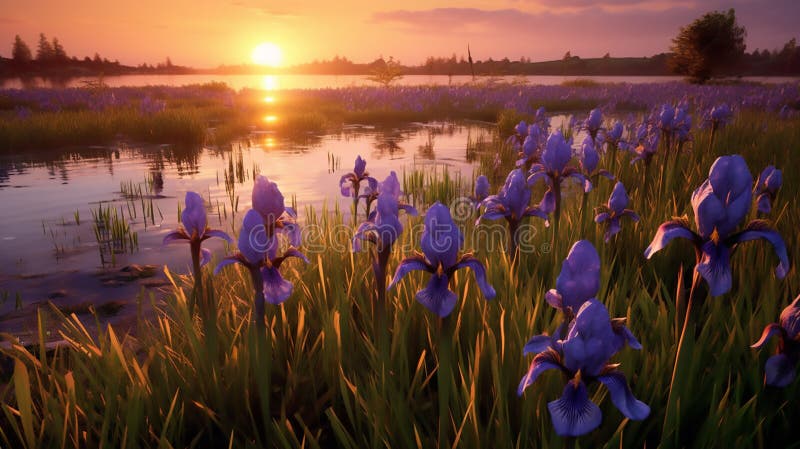 Iris field stock illustration. Illustration of beautiful - 281211519