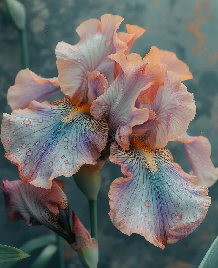 Iris Flower on an Abstract Colored Background. Stock Image - Image of ...