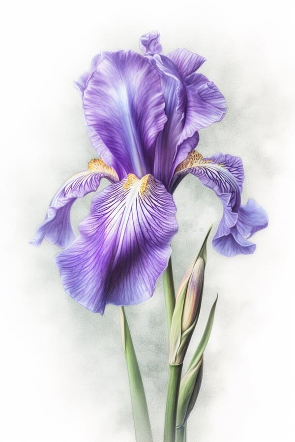 Iris Flower, Cartoon Illustration. Generative AI Stock Photo - Image of ...