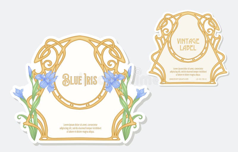 Iris Flower. Set of 2 Labels, Decorative Frames, Borders Stock Vector ...