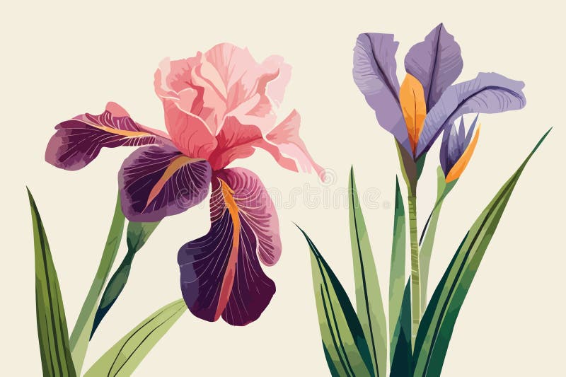 Iris Flower Watercolor Art and Illustration Created with Ai Stock ...