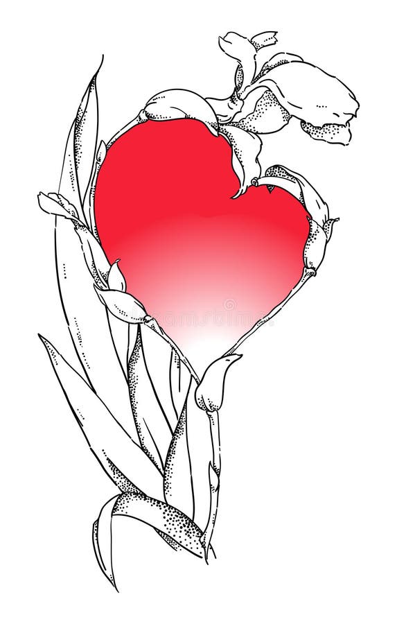 Iris and heart stock vector. Illustration of flower, pattern - 72749541