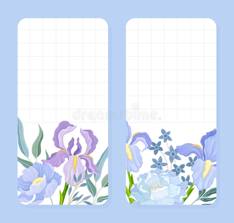 Iris Purple Flower Notes Card Design Vector Template Stock Vector ...