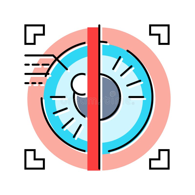 Iris Scan Biometric Color Icon Vector Illustration Stock Illustration - Illustration of sensor ...