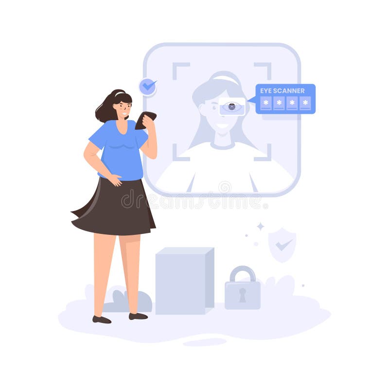 Iris Scan Recognition To Unlock Passcode Illustration Stock Vector ...