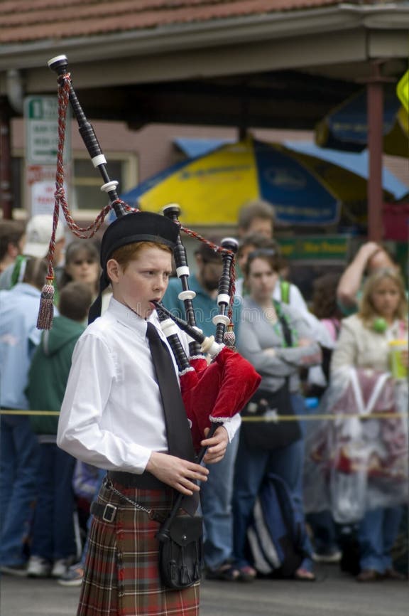 Irish bagpipe boy editorial photography. Image of play - 4640527