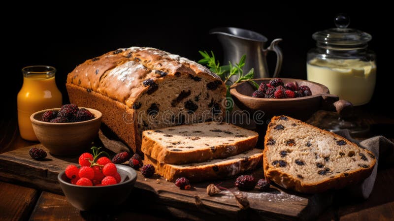 An Irish Barmbrack within a Rustic Setting Stock Illustration ...