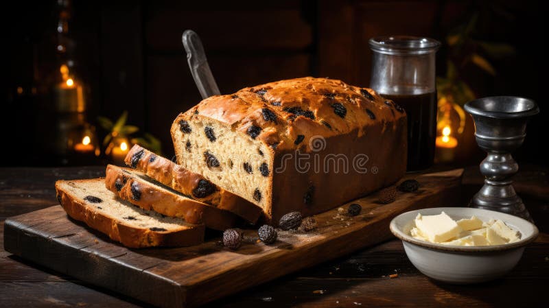An Irish Barmbrack within a Rustic Setting Stock Illustration ...