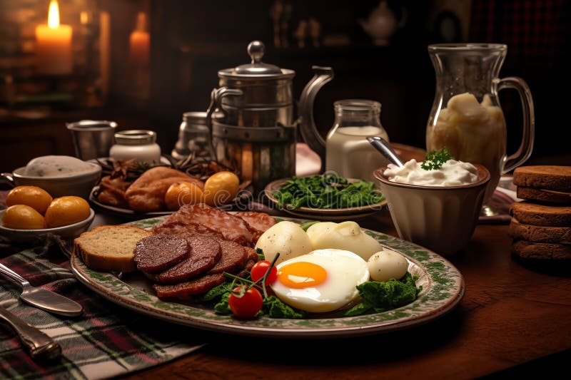 Irish Breakfast Background Digital Paper Stock Illustration ...