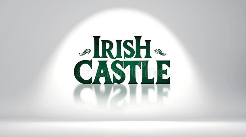 Irish Castle Logo Displayed on a Reflective Surface with Soft Lighting ...