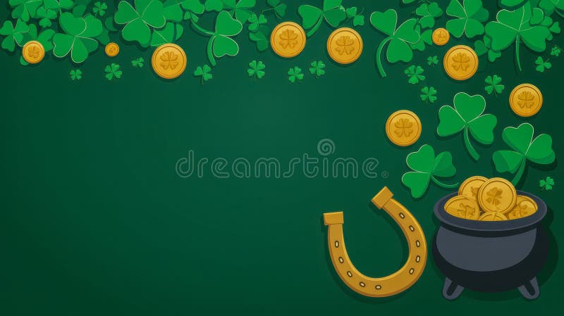 Irish Celebration Elements on Green Backdrop with Copy-Space Stock ...