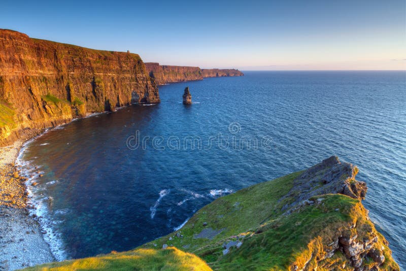 Irish Cliffs of Moher at Sunset Stock Image - Image of europe, edge ...