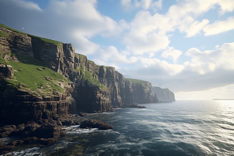 Irish Coastal Cliffs Background Digital Paper Stock Illustration ...