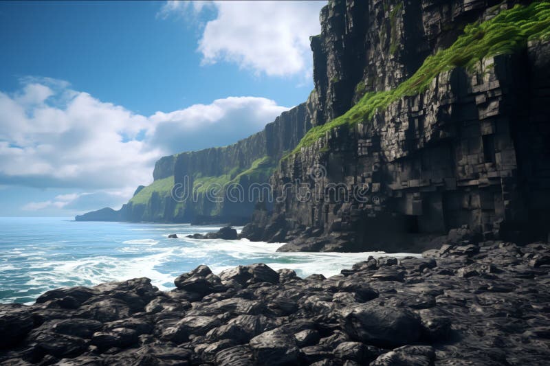 Irish Coastal Cliffs Background Digital Paper Stock Illustration ...