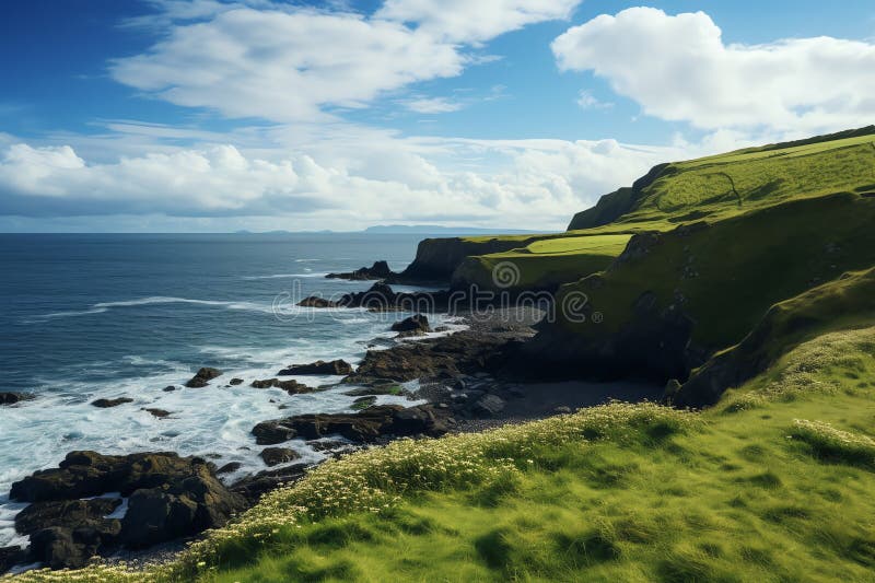 Irish Coastline Background Digital Paper Stock Illustration ...