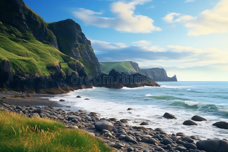 Irish Coastline Background Digital Paper Stock Illustration ...