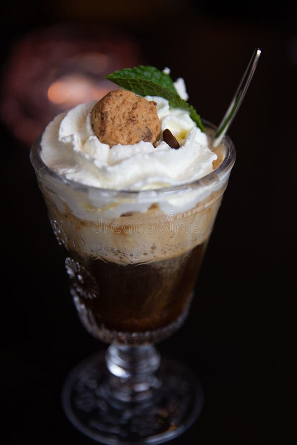 Irish Coffee with cookie stock photo. Image of space - 139914430